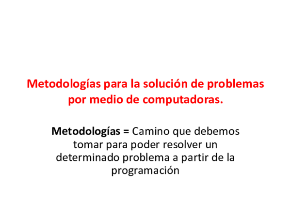 (PDF) Metodologías para la solución de problemas por medio de computadoras