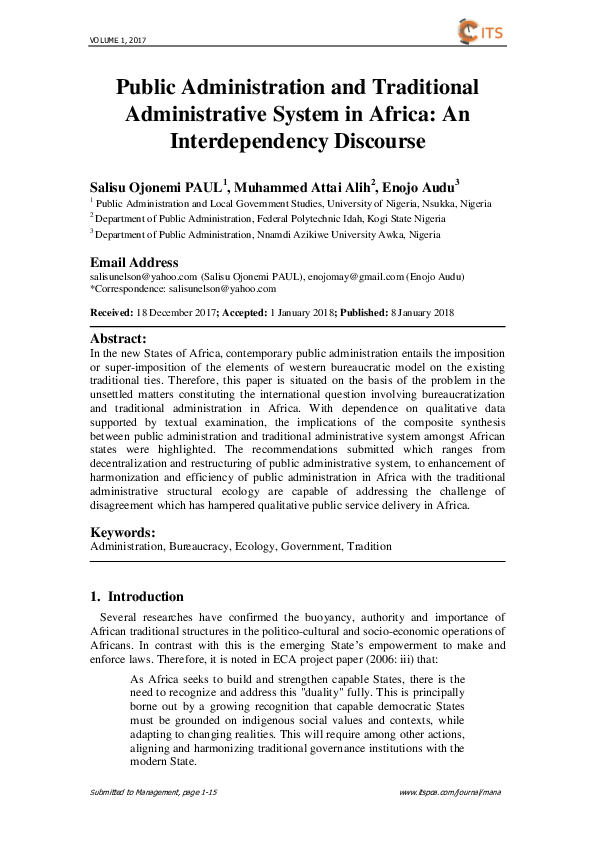 (PDF) Public Administration and Traditional Administrative System in ...