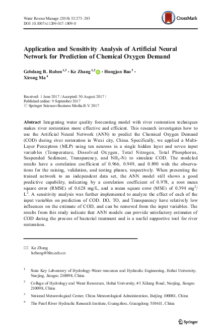 (PDF) Application and Sensitivity Analysis of Artificial Neural Network for Prediction of ...