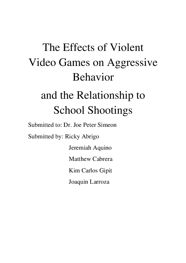 (DOC) The Effects of Violent Video Games on Aggressive Behavior and the ...