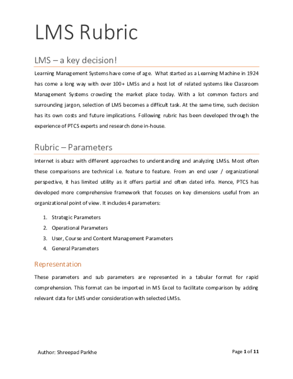 (PDF) LMS Rubric