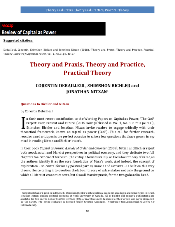 (PDF) Theory and Praxis, Theory and Practice, Practical Theory