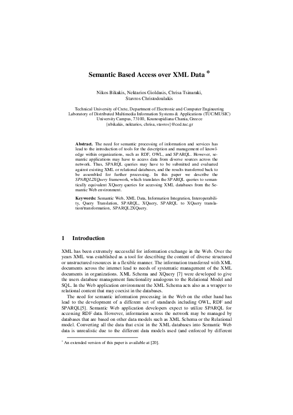 (PDF) Semantic Based Access Over XML Data