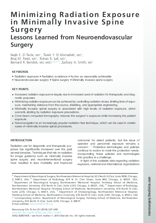 (PDF) Minimizing Radiation Exposure in Minimally Invasive Spine Surgery