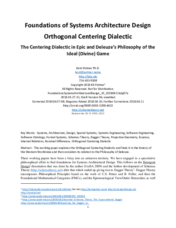 Pdf Foundations Of Systems Architecture Design 10 Orthogonal
