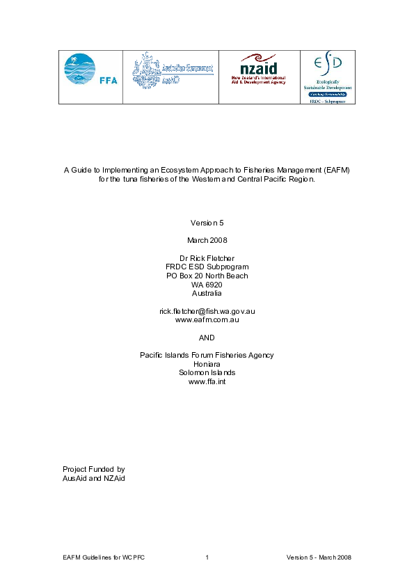 (PDF) A simple guide to writing a Fishery Management Plan How to Manage ...