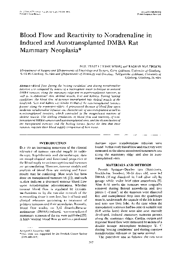 (PDF) Blood flow and reactivity to noradrenaline in induced and ...