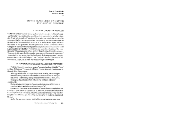 (PDF) On the Generation of Matter in Plotinus' Enneads.pdf