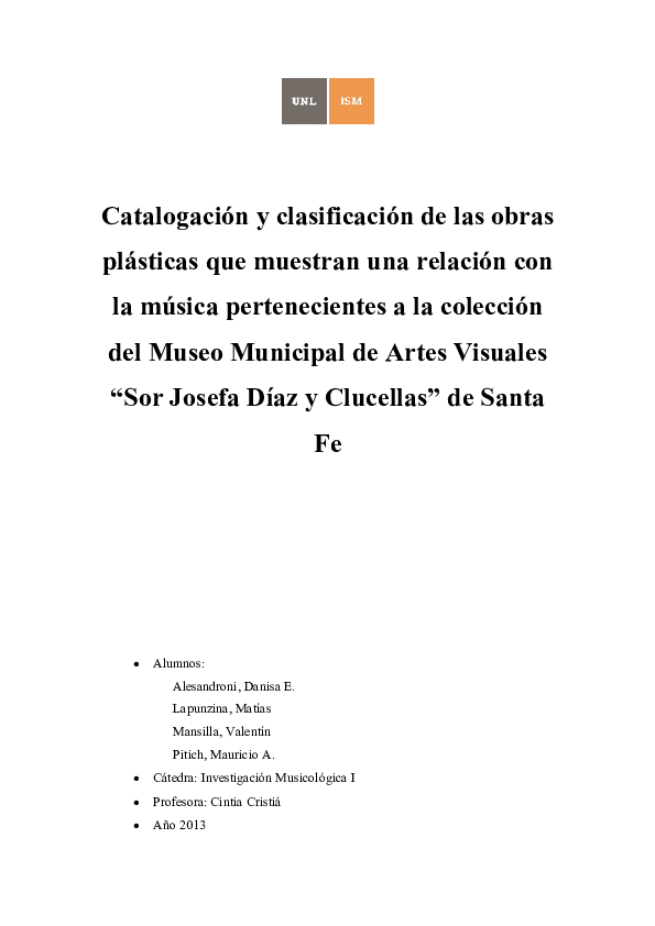 (PDF) Catalogación y clasificación de las obras plásticas que muestran una relación con la ...