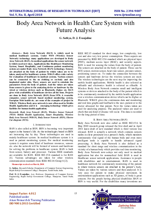 (PDF) Body Area Network in Health Care System with Future Analysis