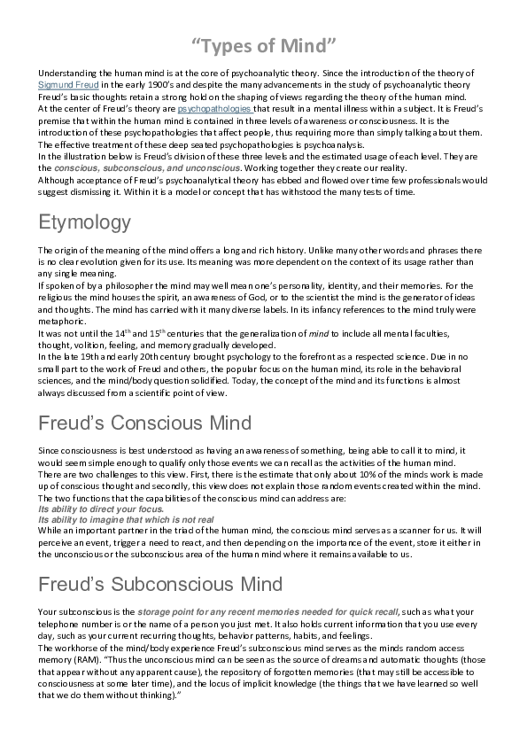 (DOC) " Types of Mind