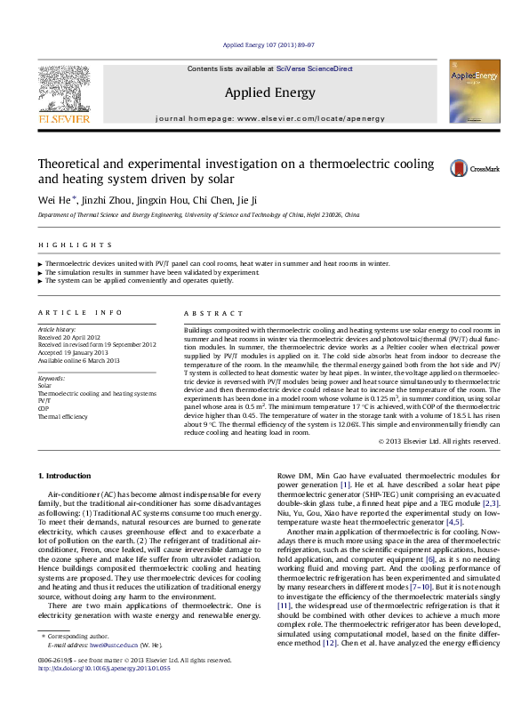 (PDF) Theoretical and experimental investigation on a thermoelectric ...