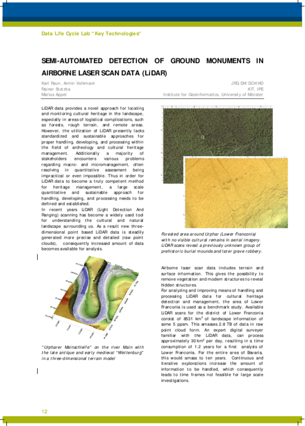 (PDF) SEMI-AUTOMATED DETECTION OF GROUND MONUMENTS IN AIRBORNE LASER SCAN DATA (LiDAR | Karl ...
