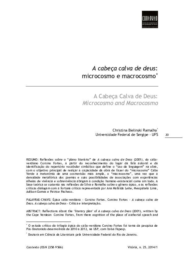 (PDF) A Cabeça Calva de Deus: Microcosmo and Macrocosmo