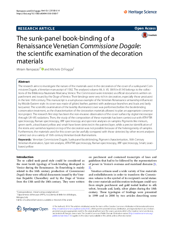 (PDF) The sunk-panel book-binding of a Renaissance Venetian Commissione ...