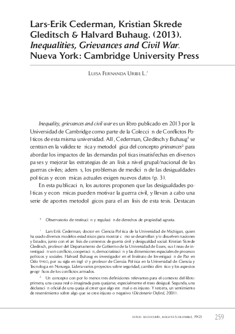 (PDF) Lars-Erik Cederman, Kristian Skrede Gleditsch & Halvard Buhaug ...