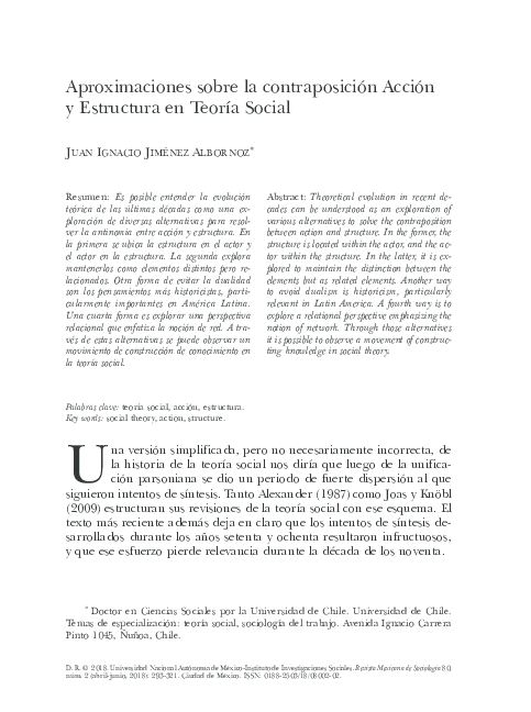 (PDF) Aproximaciones sobre la contraposición Acción y Estructura en ...