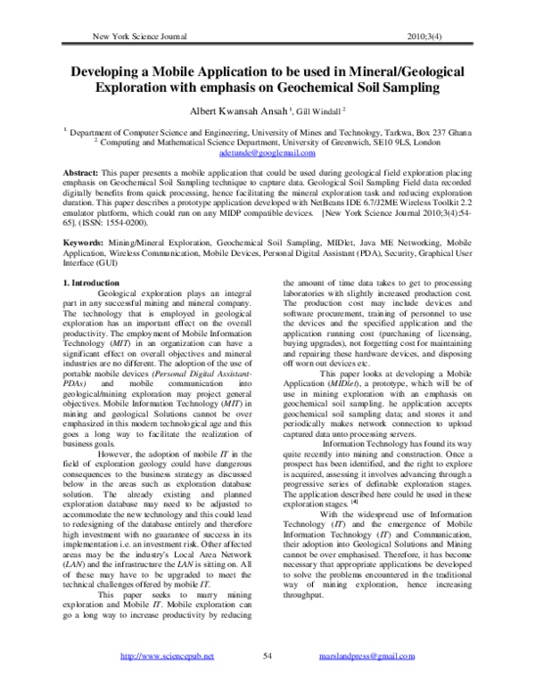(PDF) Developing a Mobile Application to be used in Mineral/Geological ...