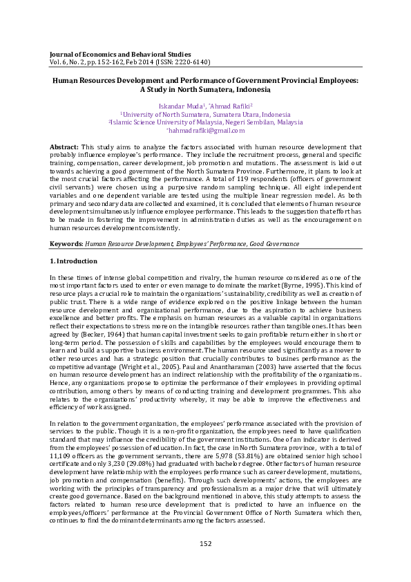 (PDF) Human Resources Development and Performance of Government ...
