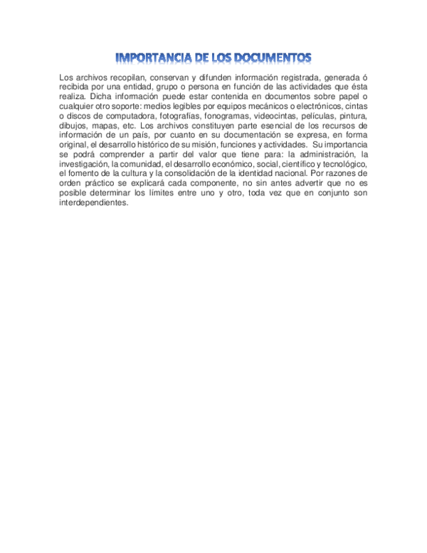 (DOC) IMPORTANCIA DE LOS DOCUMENTOS
