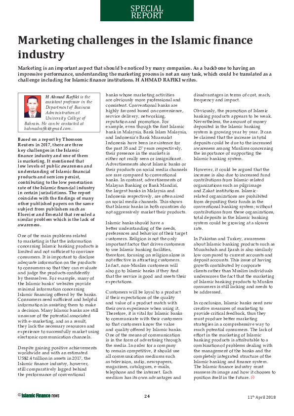 (PDF) Marketing challenges in the Islamic Finance Industry