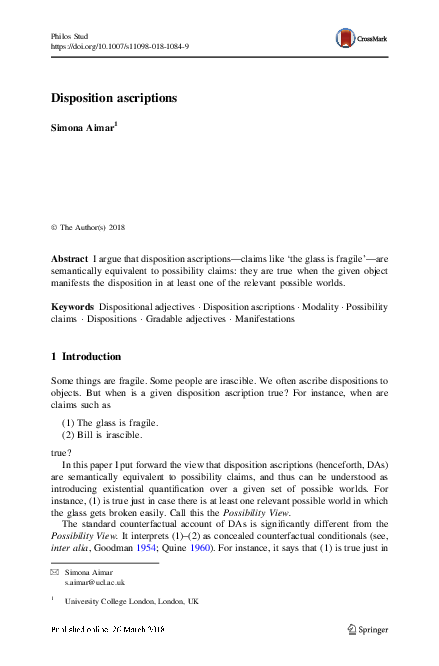 (PDF) Disposition Ascriptions