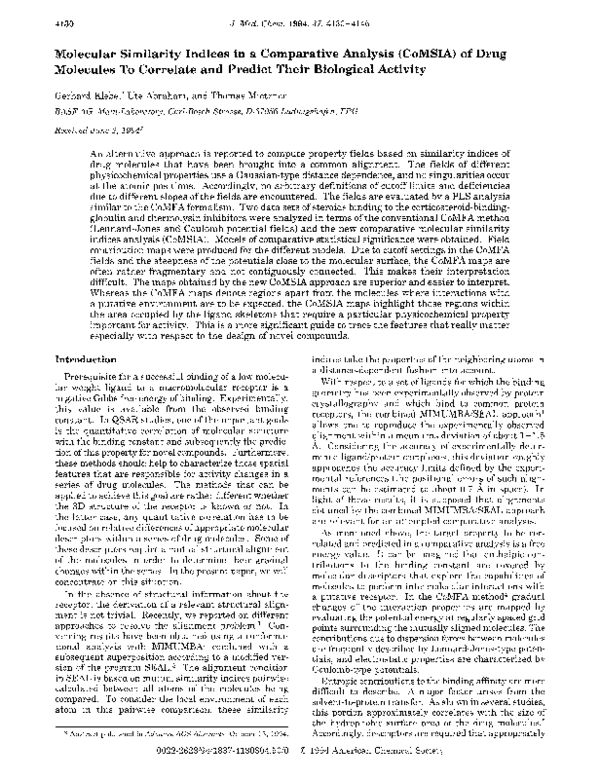 (PDF) Molecular Similarity Indices in a Comparative Analysis (CoMSIA ...