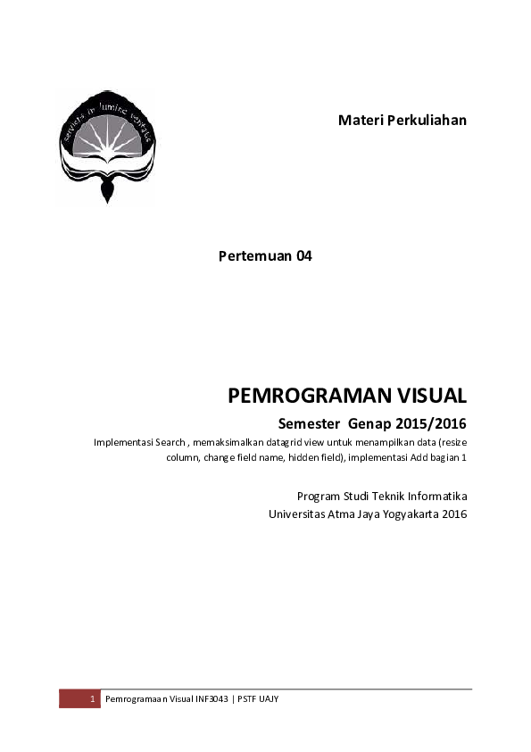 (PDF) Pemrograman Visual 04 C#.Net
