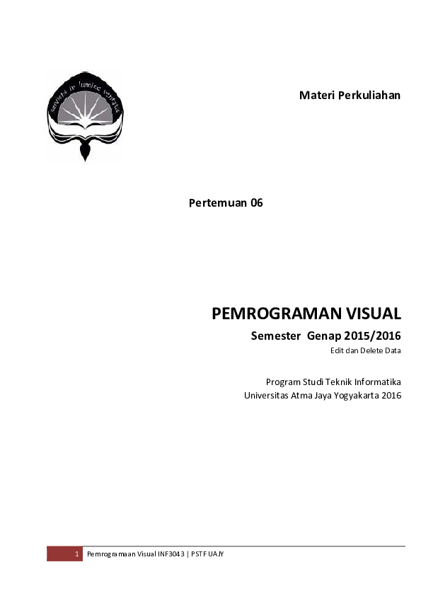 (PDF) Pemrograman Visual 06 C#.Net