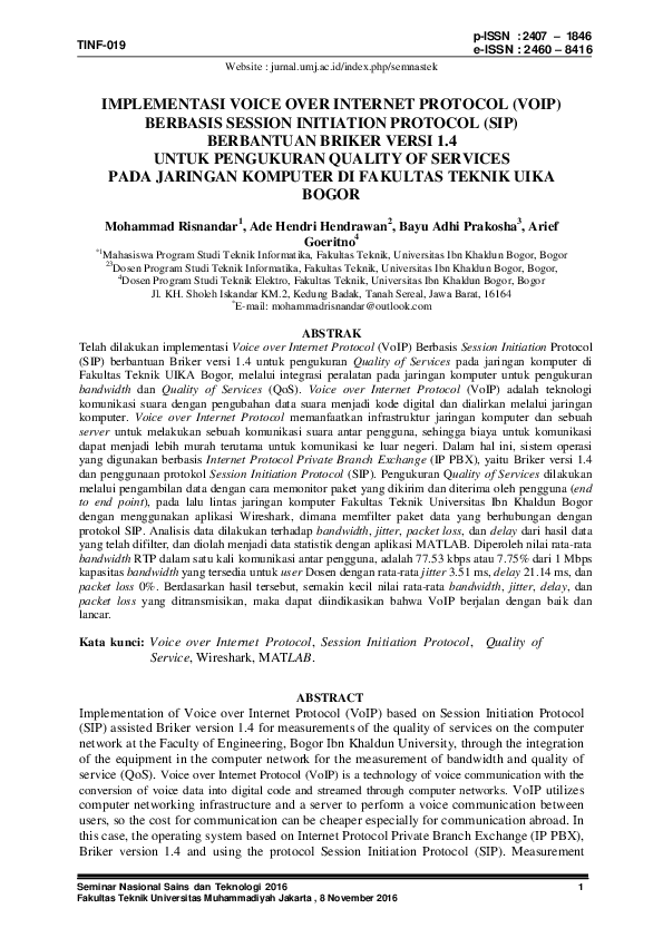 (PDF) IMPLEMENTASI VOICE OVER INTERNET PROTOCOL (VOIP) BERBASIS SESSION INITIATION PROTOCOL (SIP ...