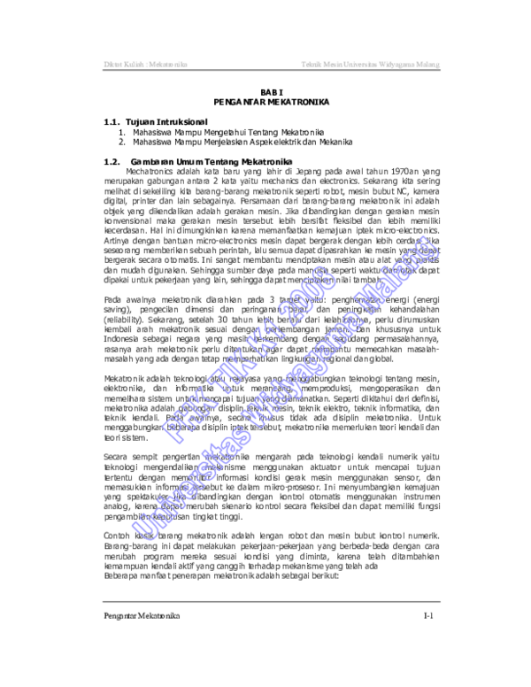 (PDF) Pengantar mekatronika
