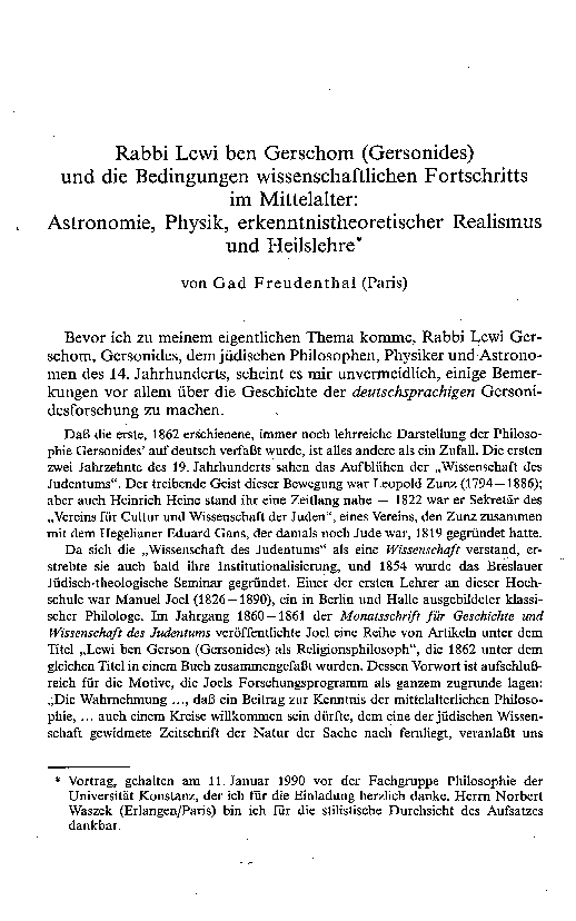 (PDF) Gad Freudenthal, “Rabbi Lewi ben Gerschom (Gersonides) und die ...