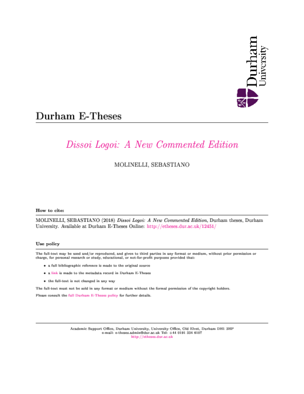 (PDF) Dissoi Logoi: A New Commented Edition