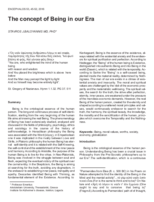 (PDF) The concept of Being in our Era