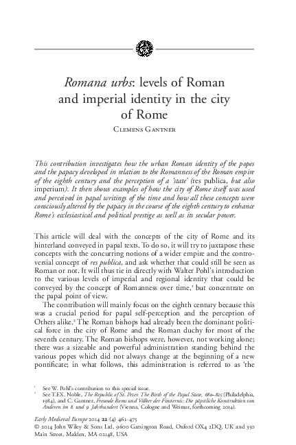 (PDF) Romana urbs: levels of Roman and imperial identity in the city of ...