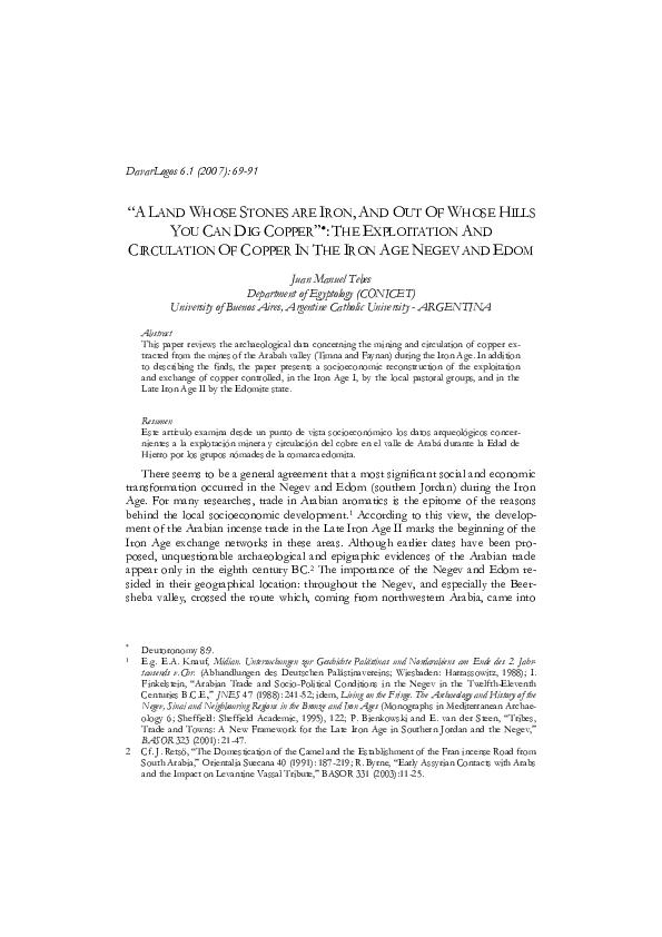 (PDF) "A Land whose Stones are Iron, and out of whose Hills You can Dig ...