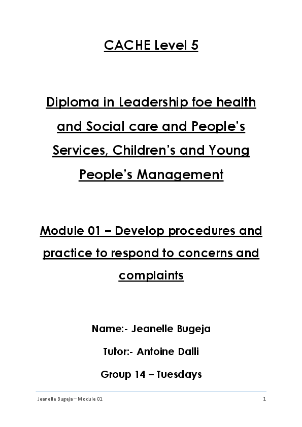 (PDF) CACHE Level 5 Diploma in Leadership foe health and Social care ...