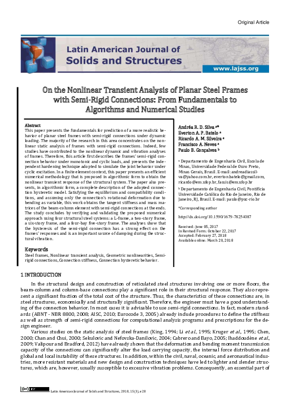 (PDF) On the Nonlinear Transient Analysis of Planar Steel Frames with Semi-Rigid Connections ...