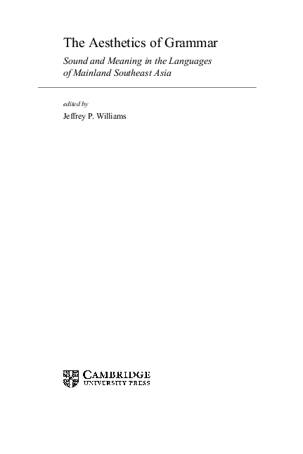 (PDF) Aesthetic elements in Temiar grammar