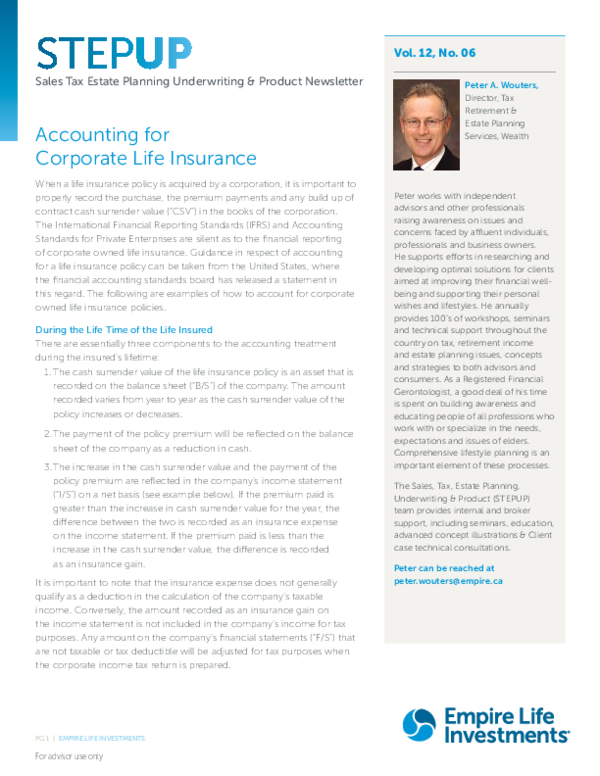 (PDF) Accounting for Corporate Life Insurance
