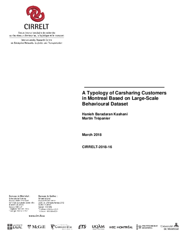 Pdf A Typology Of Carsharing Customers In Montreal Based On Large Scale Behavioural Dataset A