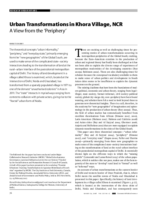 (PDF) REVIEW OF URBAN AFFAIRS Urban Transformations in Khora Village ...