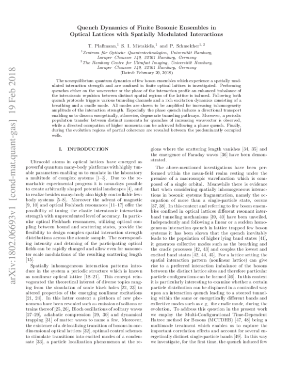 Pdf Quench Dynamics Of Finite Bosonic Ensembles In Optical Lattices With Spatially Modulated