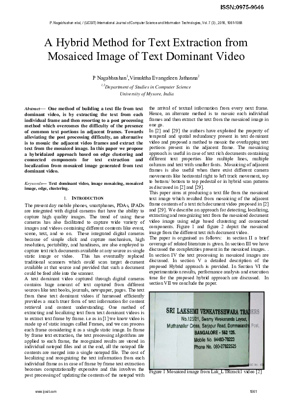 Pdf A Hybrid Method For Text Extraction From Mosaiced Image Of Text