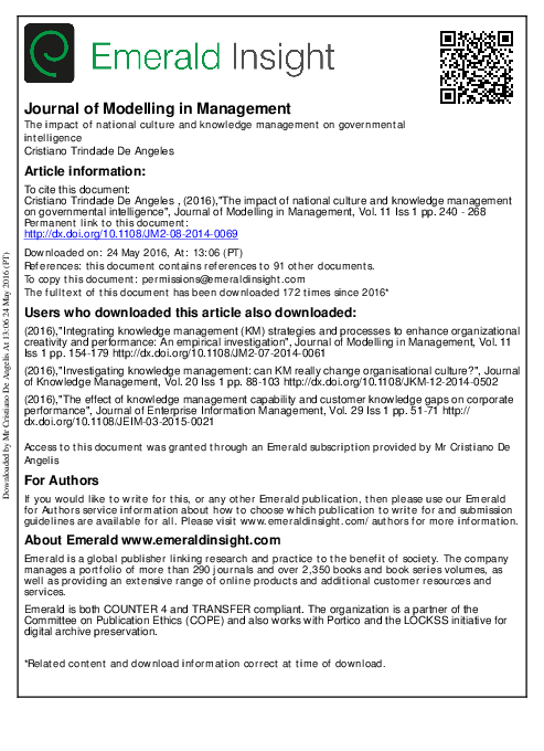 (PDF) Journal of Modelling in Management