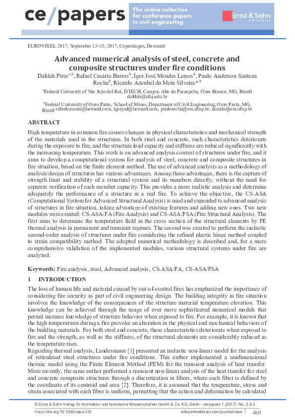 Pdf Advanced Numerical Analysis Of Steel Concrete And Composite