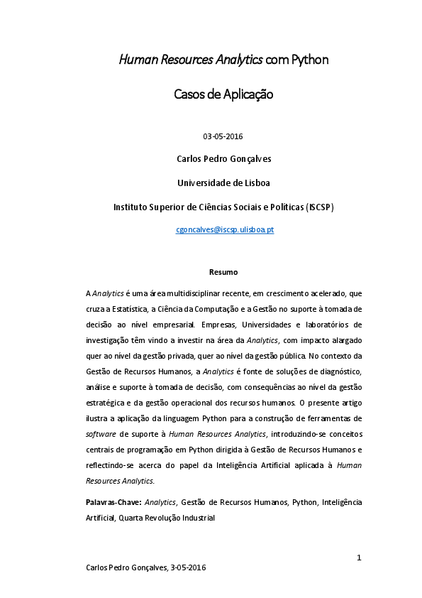(PDF) Human Resources Analytics com Python: Casos de Aplicação