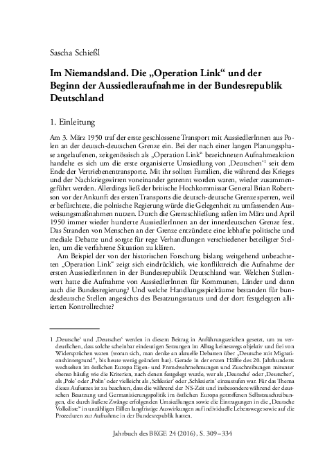 (PDF) Im Niemandsland. Die " Operation Link " und der Beginn der ...