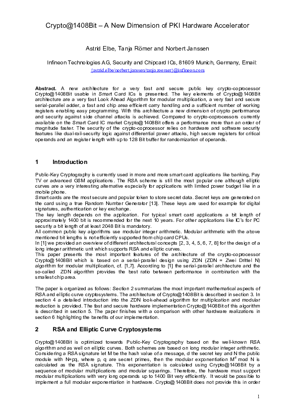 (PDF) Crypto@1408Bit – A New Dimension of PKI Hardware Accelerator