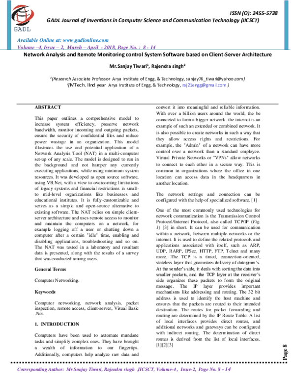 (PDF) Network Analysis and Remote Monitoring control System Software ...